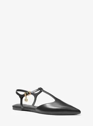 Michael Kors Cherie Leather T-strap Flat - Black