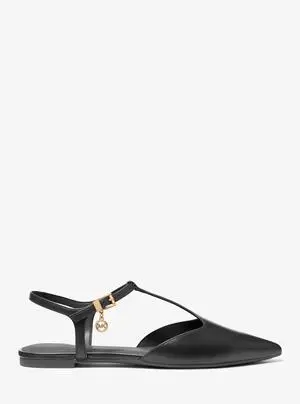 Michael Kors Cherie Leather T-strap Flats - Black