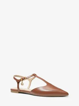 Michael Kors Cherie Leather T-strap Flat - Brown