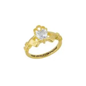SPERO LONDON Sterling Silver Claddagh Ring With Crystal - Gold