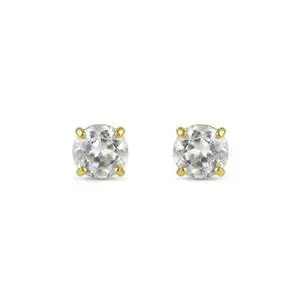 SPERO LONDON 9ct Solid Round White Topaz Stud Earrings