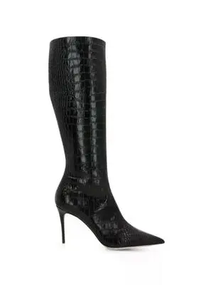 Paris Texas Vera Crocodile-effect Leather Boots - Grey