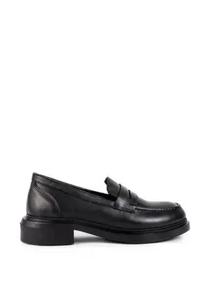 SERGIO MORETTI FIRENZE Leather Penny Loafers - Black