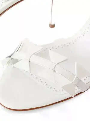 Manolo Blahnik Cigaura Leather Bow Detail Stiletto Sandals
