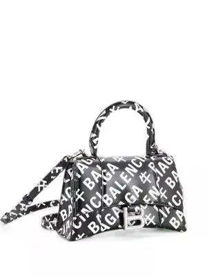 Balenciaga Hourglass Top Handle Bag Xs Satchel - Black