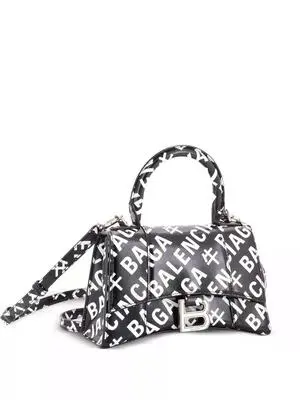 Balenciaga Hourglass Top Handle Bag Xs Satchel - Black
