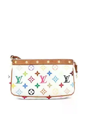 LOUIS VUITTON Pochette Accessoires Monogram Multicolor Clutch Bag - White