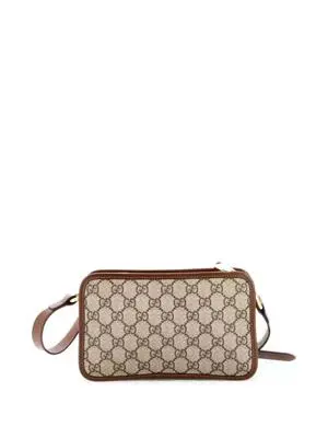 Gucci Interlocking G Patch Camera Bag Gg Coated Canvas Mini Crossbody Bag - Brown