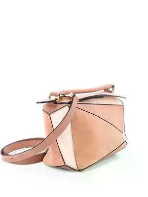 Loewe Puzzle Bag Leather And Suede Small Satchel - Pink