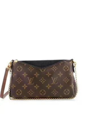 LOUIS VUITTON Pallas Monogram Canvas With Leather Clutch Bag - Brown
