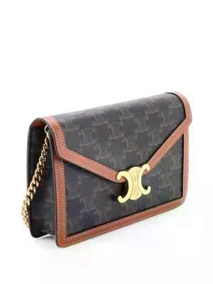 Celine Margo Triomphe Wallet On Chain In Triomphe Coated Canvas