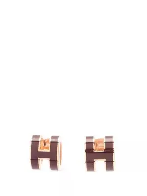 Hermès Rose Gold-tone Enamel Pop H Earrings - Pink