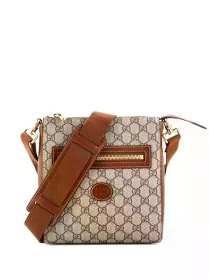 Gucci Interlocking G Patch Gg Coated Canvas Small Messenger Bag - Brown