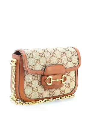 Gucci Horsebit 1955 Crystal Embellished Gg Canvas Mini Shoulder Bag