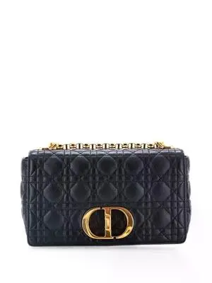 Dior Caro Bag Cannage Quilt Calfskin New Medium Shoulder Bag - Black