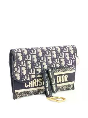 Dior Saddle Slim Pouch Logo Embroidered Oblique Canvas Belt Bag