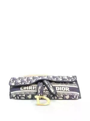 Dior Saddle Slim Pouch Logo Embroidered Oblique Canvas Belt Bag