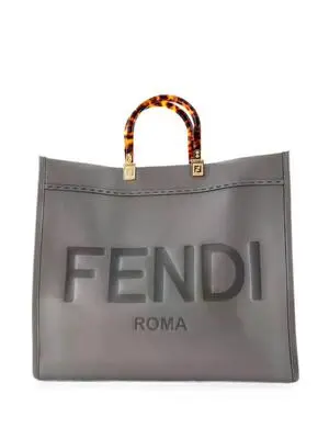 Fendi Sunshine Shopper Leather Large Tote Bag - Green