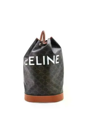 Celine Sailor Bag Triomphe Coated Canvas Medium Bucket Bag - Brown