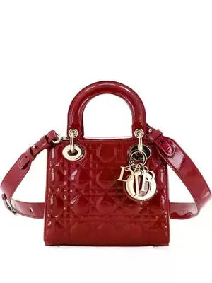 Dior My Abcdior Lady Bag Cannage Quilt Patent Small Satchel - Red