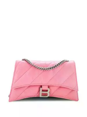 Balenciaga Crush Chain Flap Bag Quilted Crushed Calfskin Shoulder Bag - Pink