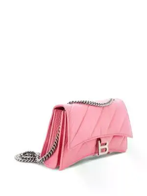 Balenciaga Crush Chain Flap Bag Quilted Crushed Calfskin Shoulder Bag - Pink