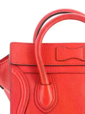 Celine Grainy Leather Nano Luggage Crossbody Bag - Red