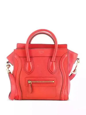 Celine Grainy Leather Nano Luggage Bag - Red