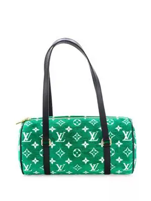 LOUIS VUITTON Papillon Match Monogram Jacquard Velvet Handbag - Green