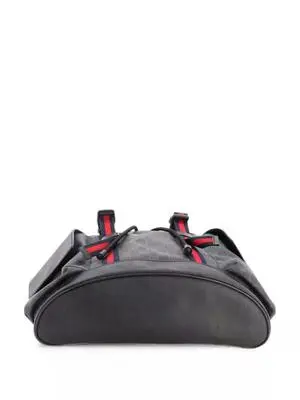 Gucci Double Pocket Buckle Gg Coated Canvas Large Backpack - Black