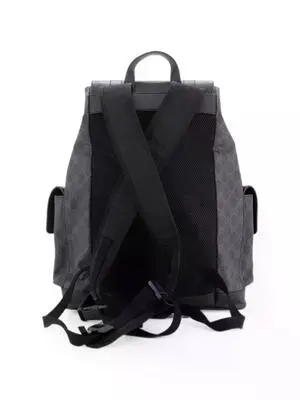 Gucci Double Pocket Buckle Gg Coated Canvas Large Backpack