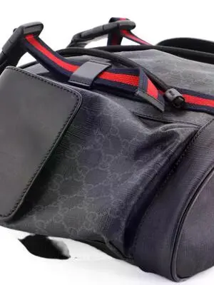 Gucci Double Pocket Buckle Gg Coated Canvas Large Backpack