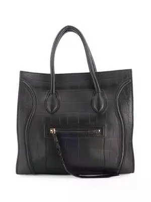Celine Phantom Bag Crocodile Embossed Leather Medium Tote Bag - Black