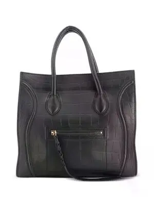 Celine Phantom Bag Crocodile Embossed Leather Medium Tote Bag - Black