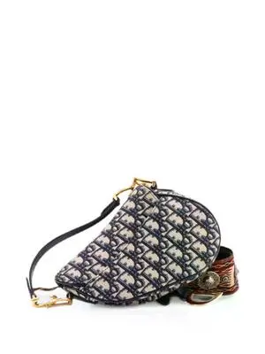 Dior Saddle Handbag With Strap Oblique Canvas Mini Shoulder Bag - Blue