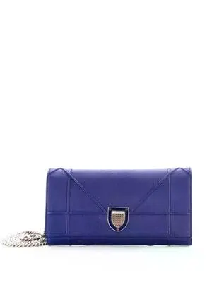 Dior Diorama Croisiere Chain Wallet Grained Calfskin Clutch Bag - Blue