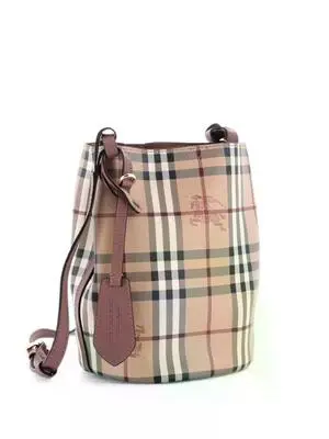 Burberry Lorne Haymarket Coated Canvas Small Bucket Bag - Pink