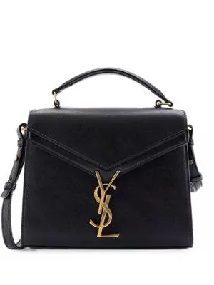 Saint Laurent Cassandra Top Handle Bag Leather Mini Shoulder Bag - Black