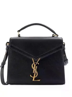Saint Laurent Cassandra Top Handle Bag Leather Mini Shoulder Bag - Black
