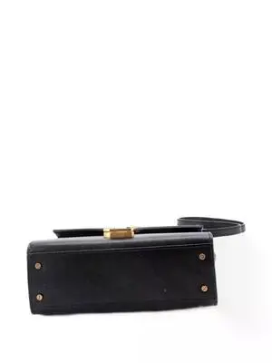 Saint Laurent Cassandra Top Handle Bag Leather Mini Shoulder Bag - Black
