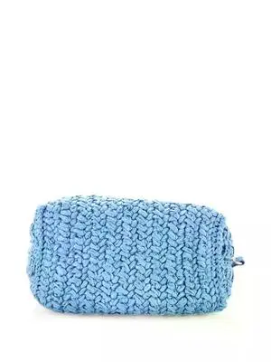 Miu Miu Flower Crystal Chain Woven Raffia Shoulder Bag