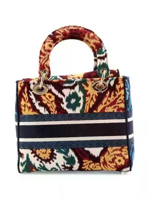 Dior Lady D-lite Bag Embroidered Canvas Medium Satchel - Multicolour