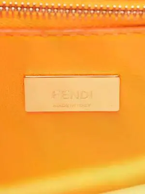 Fendi 2010-2026 Mini Interlaced Leather Iconic Peekaboo Satchel - Orange