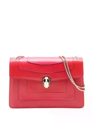BVLGARI 2010-2026 Medium Calfskin Serpenti Forever Shoulder Bag - Red