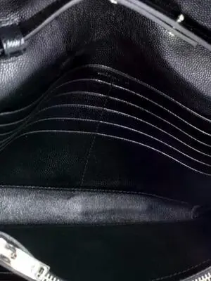 Saint Laurent Classic Monogram Wallet On Chain Matelasse Chevron Leather Medium Crossbody Bag - Black