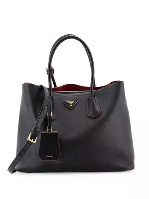 Prada Cuir Double Saffiano Leather Medium Tote Bag - Black