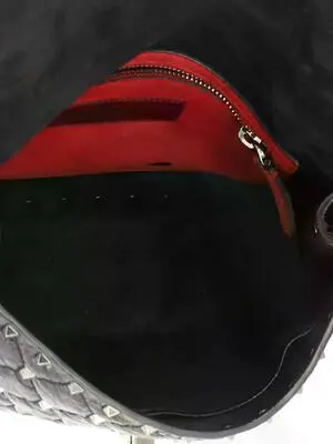 Valentino Garavani Rockstud Spike Flap Bag Crystal Embellished Quilted Leather Medium Shoulder Bag