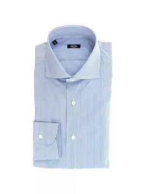 BARBA NAPOLI Vertical-stripe Spread-collar Shirt - Blue