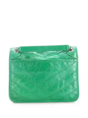 Saint Laurent Niki Chain Flap Bag Matelasse Chevron Leather Baby Shoulder Bag - Green
