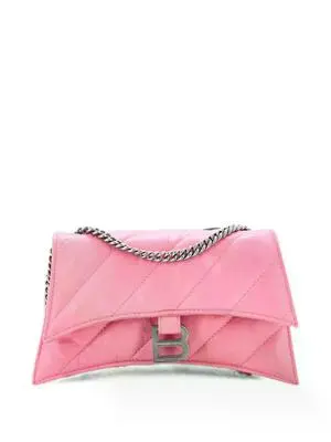 Balenciaga Crush Chain Flap Bag Quilted Crushed Calfskin Small Shoulder Bag - Pink